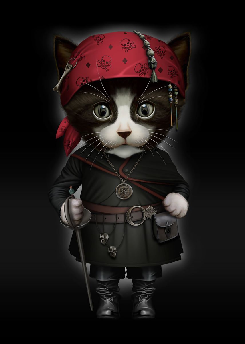 'PIRATE CAT 2016' Poster, picture, metal print, paint by adamlawless ...