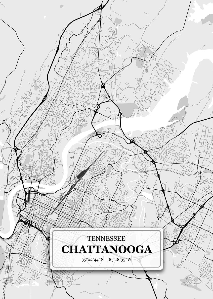 'Chattanooga City Map' Poster by Dany | Displate