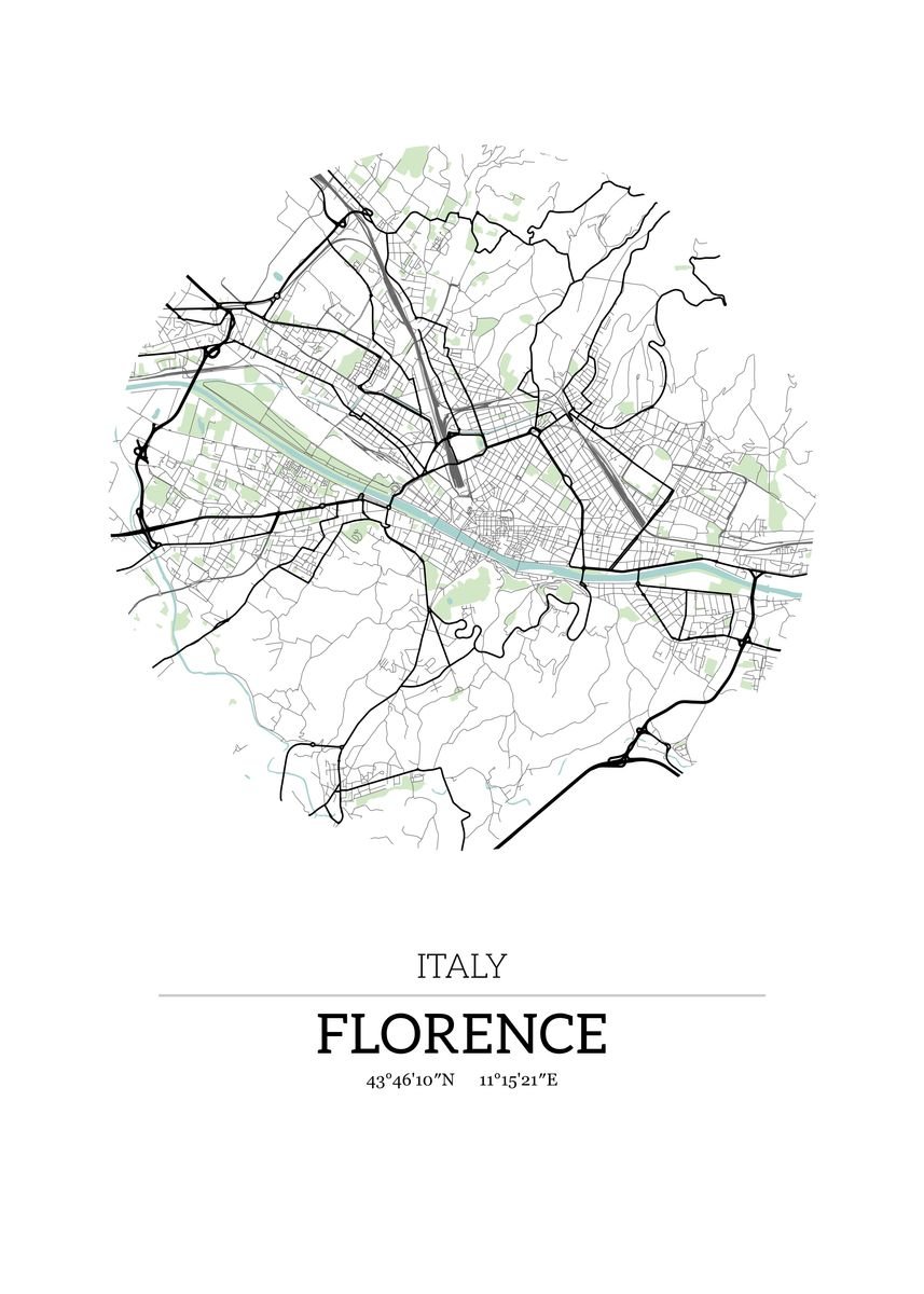 'Florence Italy City Map ' Poster, picture, metal print, paint by Dany ...