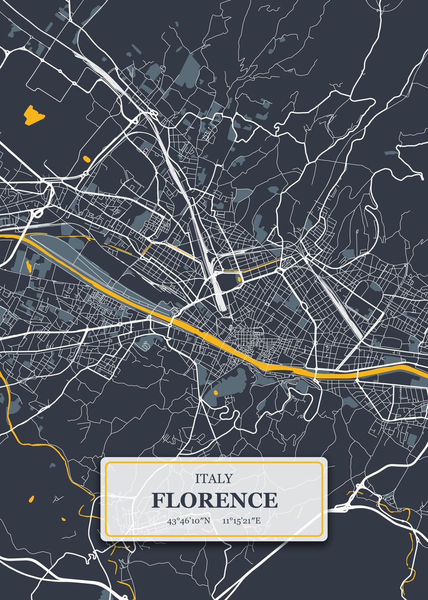 'Florence Italy City Map ' Poster, picture, metal print, paint by Dany ...