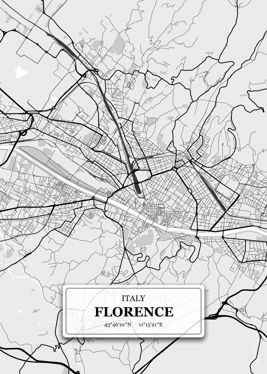 'Florence Italy City Map' Poster by Dany | Displate