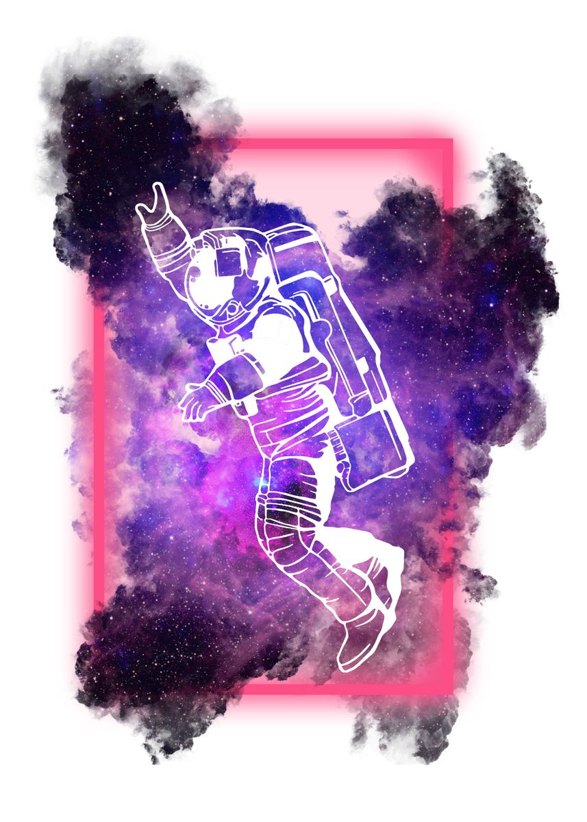 'Neon Spaceman' Poster, picture, metal print, paint by Zak | Displate