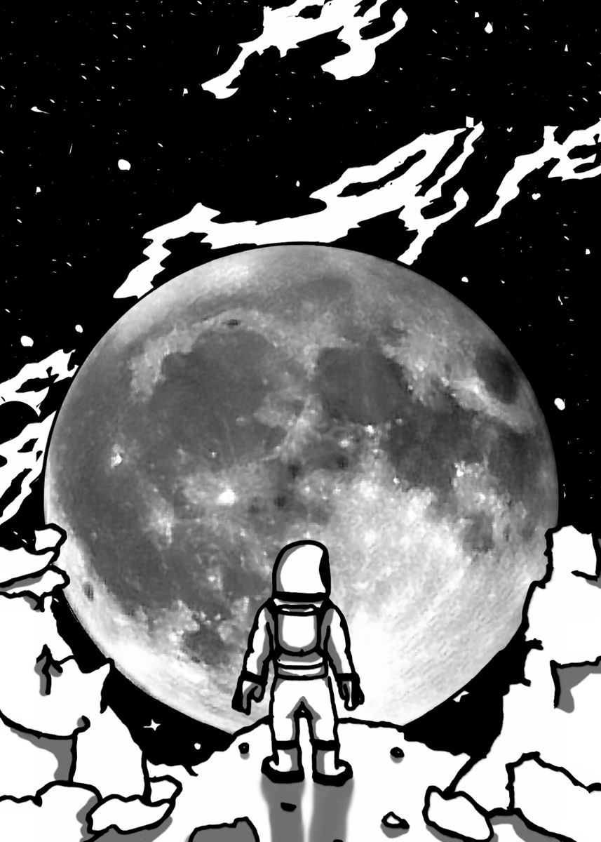 'Moon man' Poster, picture, metal print, paint by unserious nonsense ...