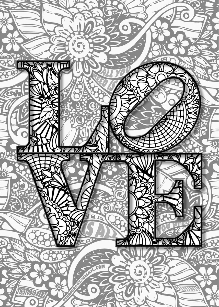 'LOVE BW' Poster, picture, metal print, paint by PaulSkin Nickson ...