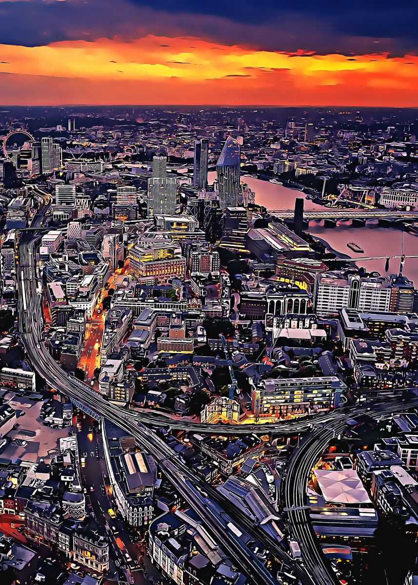 'London Aerial View' Poster by KataVVa | Displate