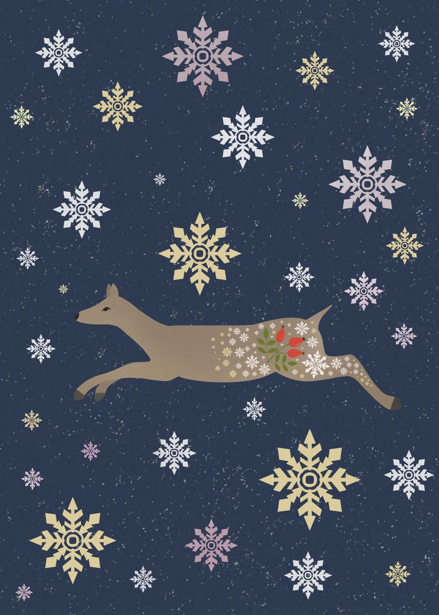 'Winter Solstice Deer' Poster, picture, metal print, paint by shilohova ...