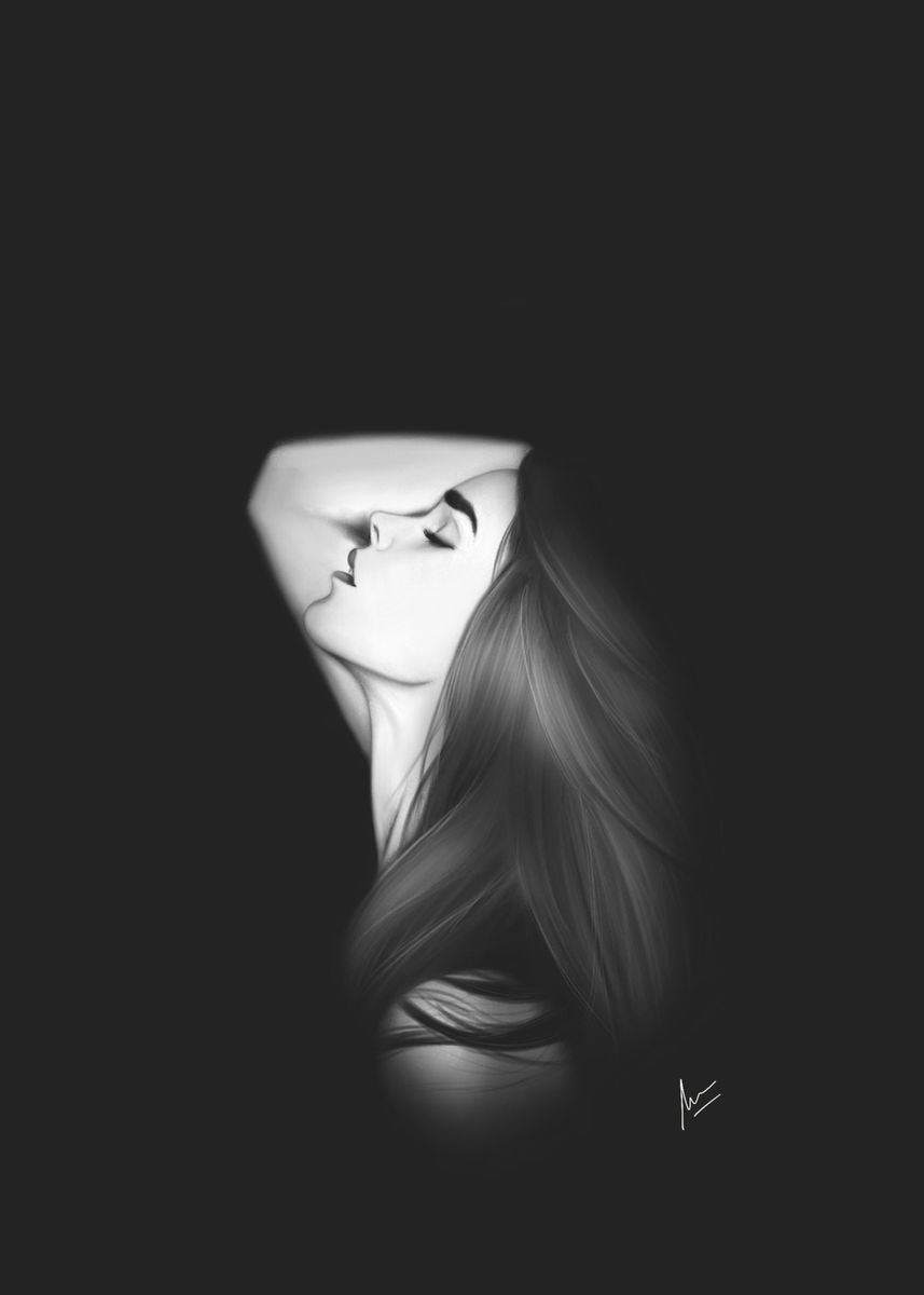 'Profile Female dark' Poster, picture, metal print, paint by Alias Art ...