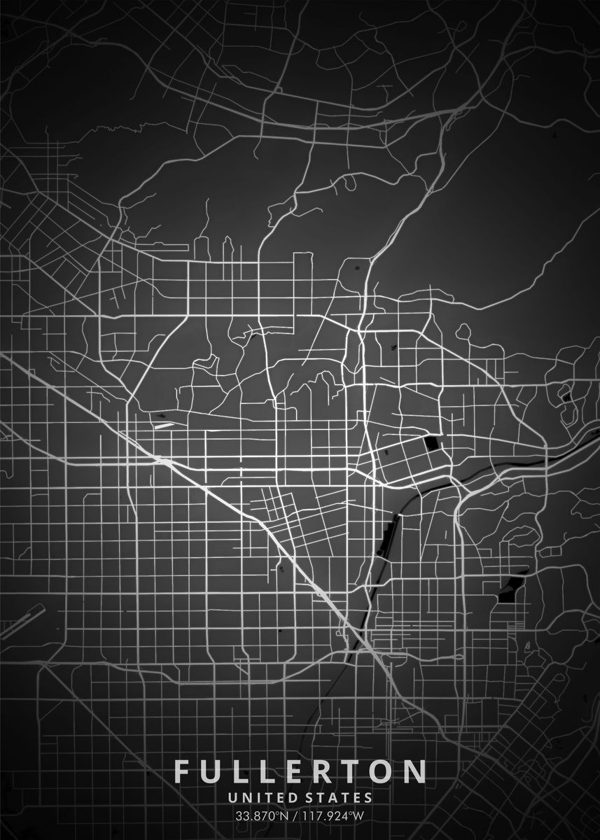 'Fullerton Map Posters' Poster by Merah Djoeang | Displate