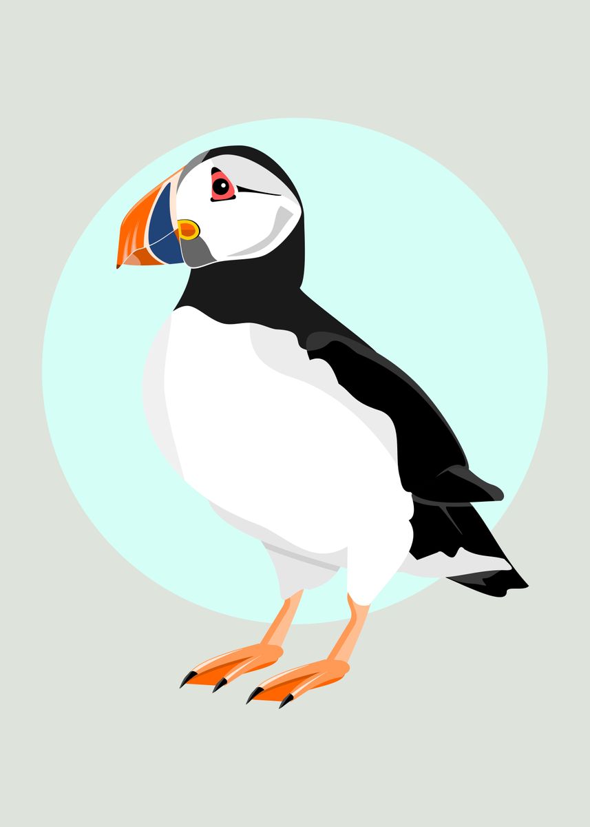 'Puffin ' Poster, picture, metal print, paint by mailbox disco | Displate
