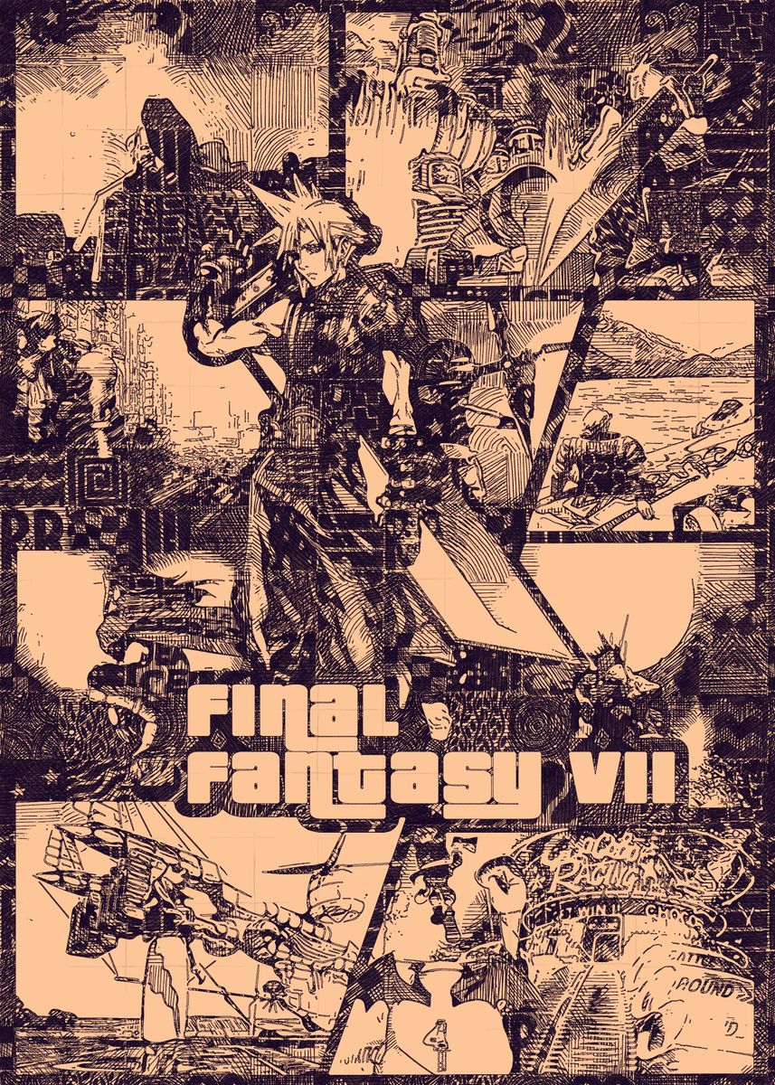 'final fantasy 7 doodle ' Poster, picture, metal print, paint by ...
