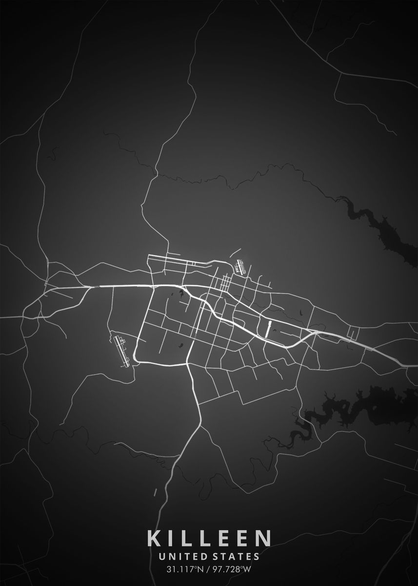 'Killeen Map Posters' Poster, picture, metal print, paint by Merah ...