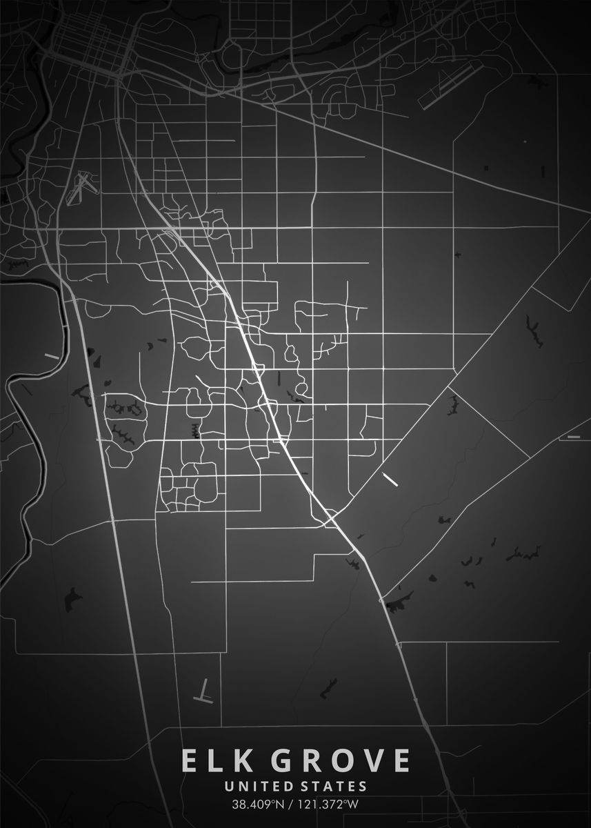 'Elk Grove Map Posters' Poster, picture, metal print, paint by Merah ...