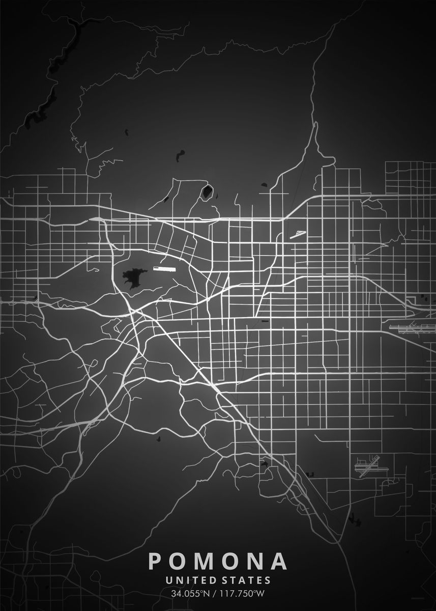 'Pomona Map Posters' Poster, picture, metal print, paint by Merah ...