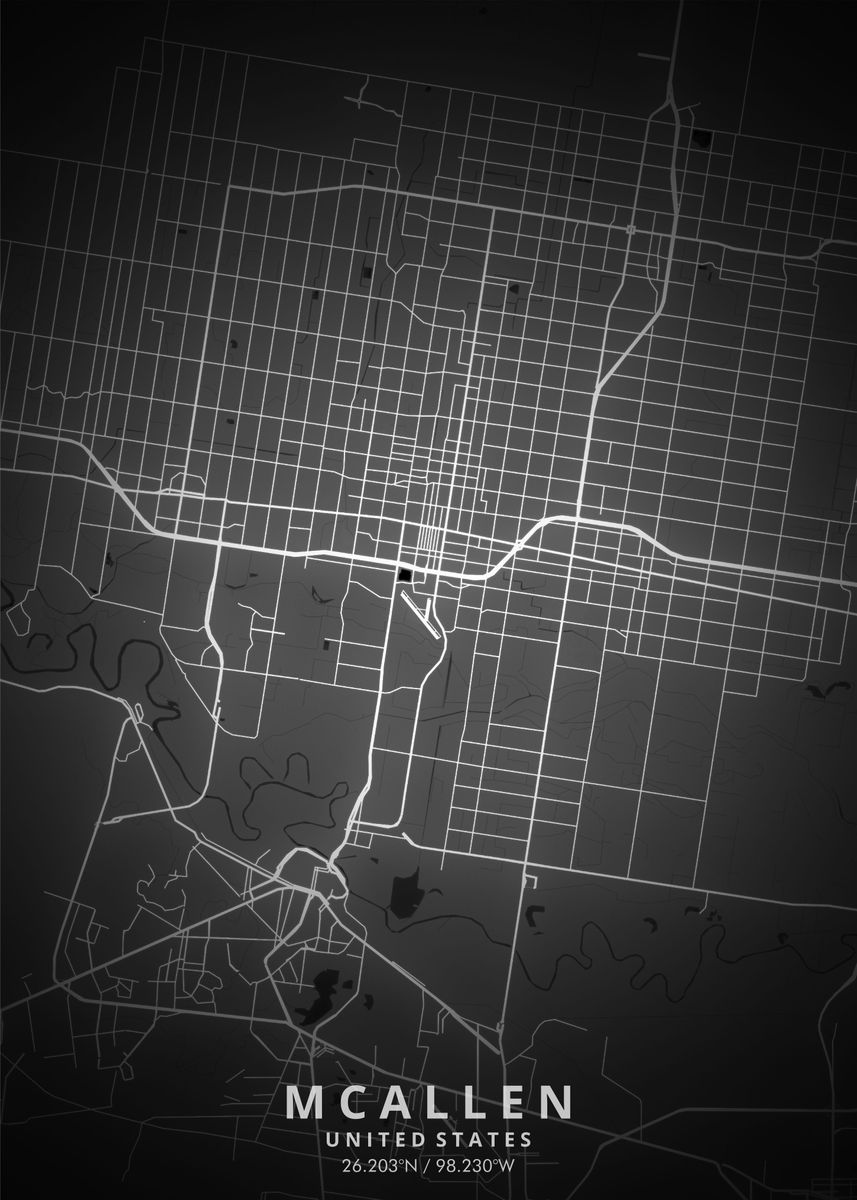 'McAllen Map Posters' Poster, picture, metal print, paint by Merah ...