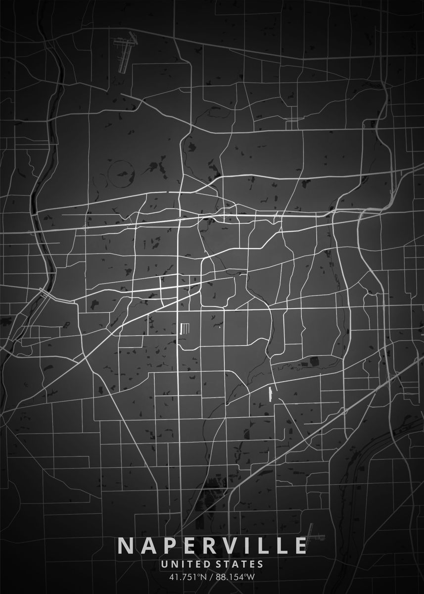 'Naperville Map Posters' Poster, picture, metal print, paint by Merah ...