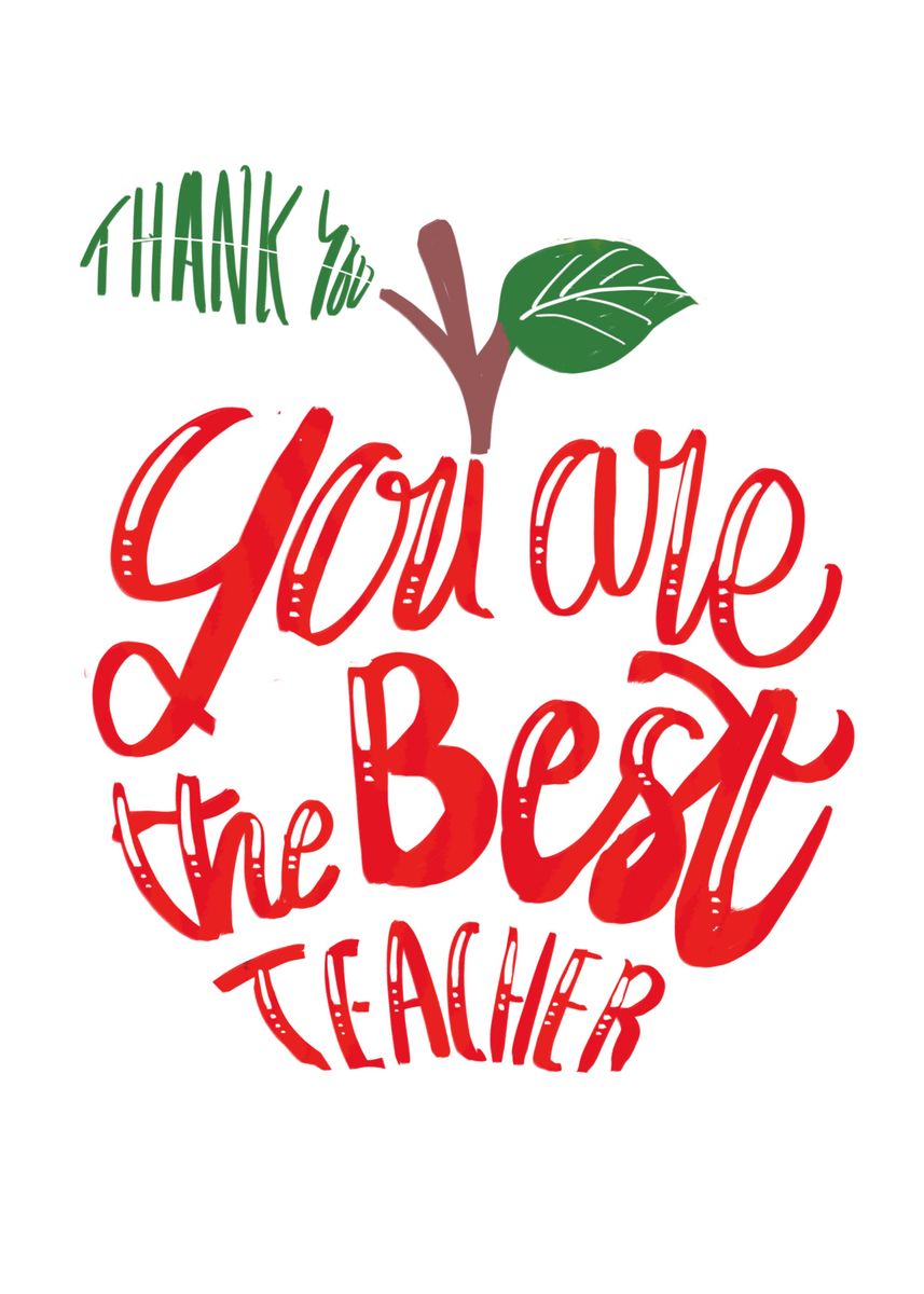 'Best teacher apple' Poster, picture, metal print, paint by ...