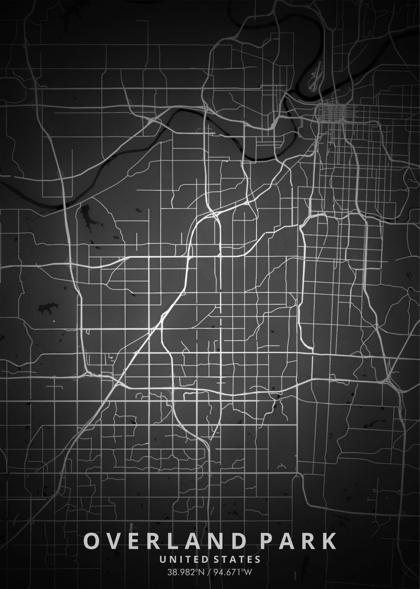 'Overland Park Map Posters' Poster, picture, metal print, paint by ...