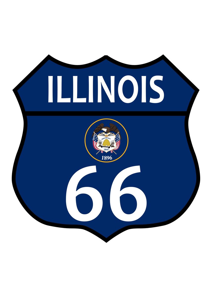 'Route 66 Illinois Sign' Poster by HomeStead Digital | Displate