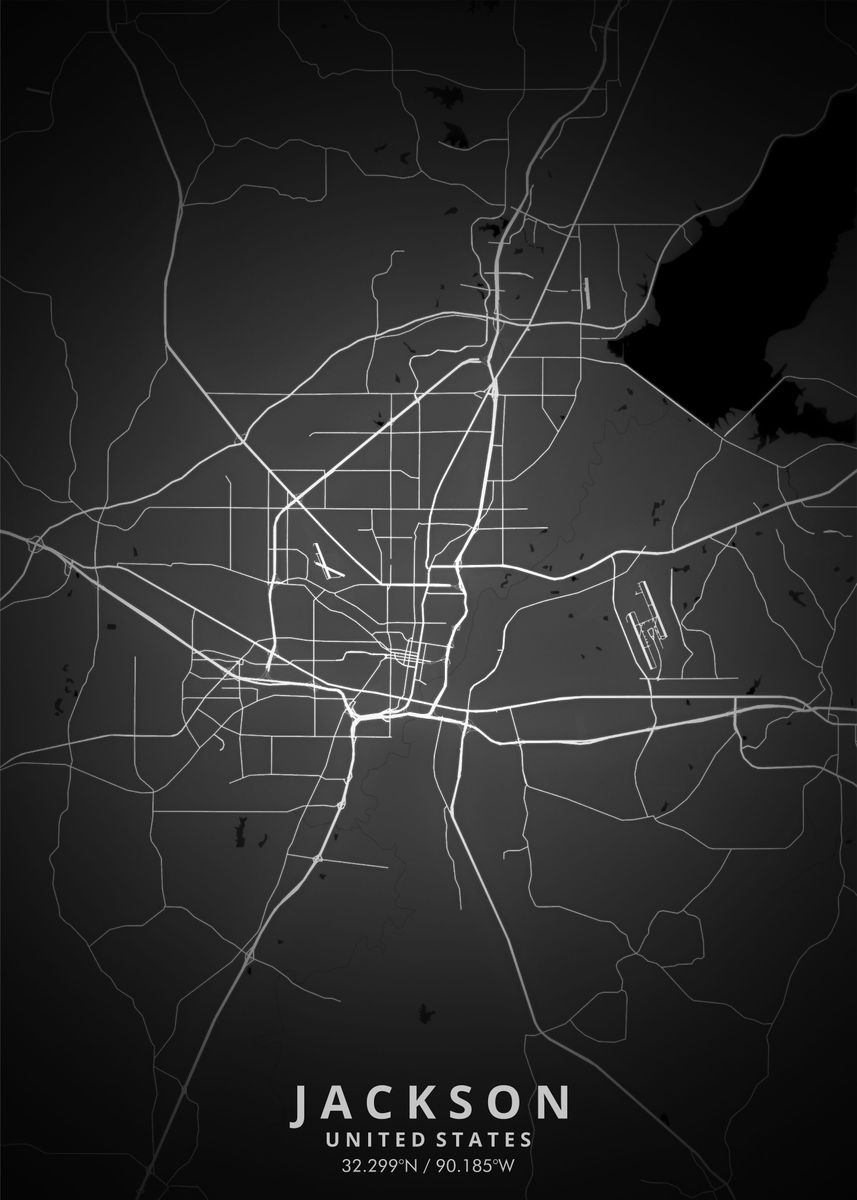 'Jackson Map Posters' Poster, picture, metal print, paint by Merah ...