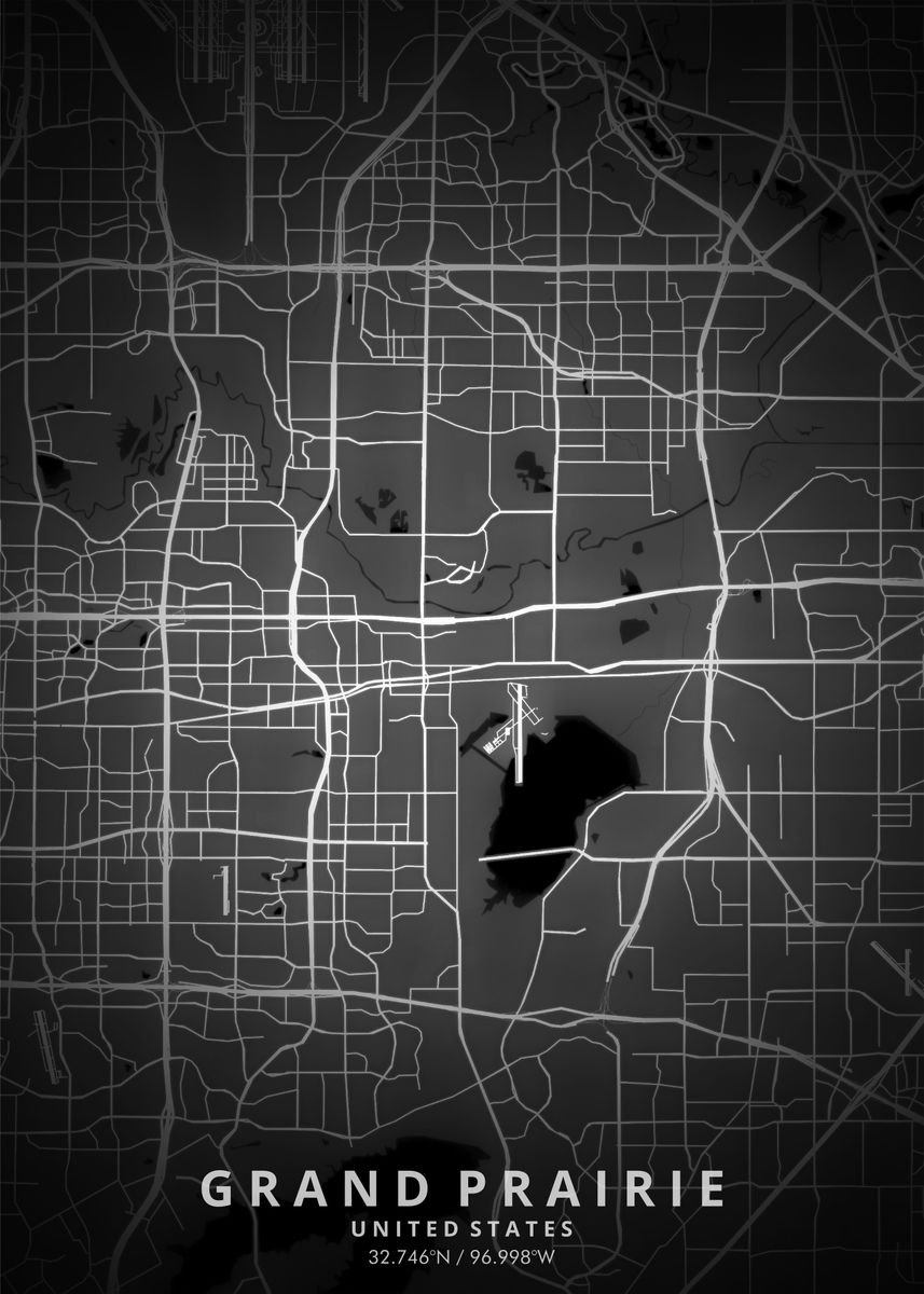 'Grand Prairie Map Posters' Poster by Merah Djoeang | Displate