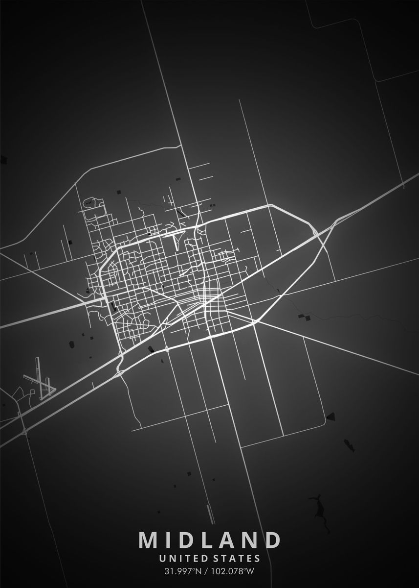 'Midland Map Posters' Poster, picture, metal print, paint by Merah ...