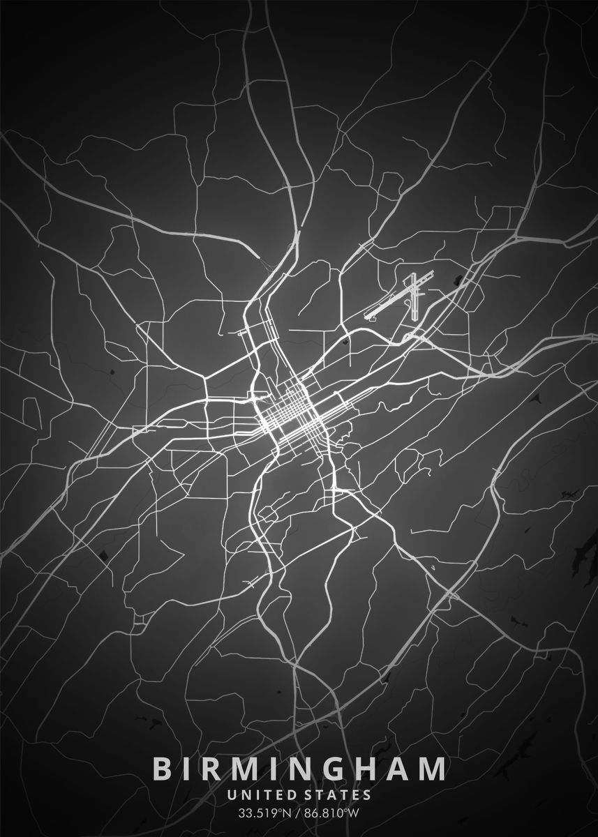 'Birmingham Map Posters' Poster, picture, metal print, paint by Merah ...