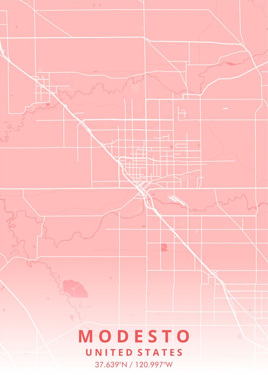 'Modesto California' Poster, picture, metal print, paint by Merah ...