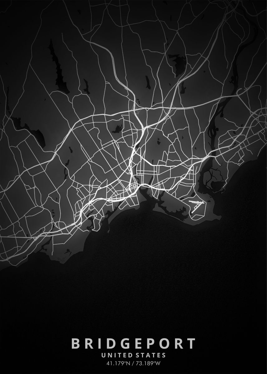 'Bridgeport Map Posters' Poster, picture, metal print, paint by Merah ...