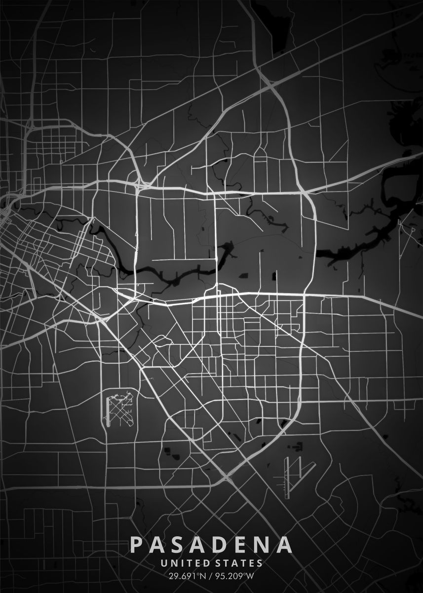'Pasadena Map Posters' Poster, picture, metal print, paint by Merah ...