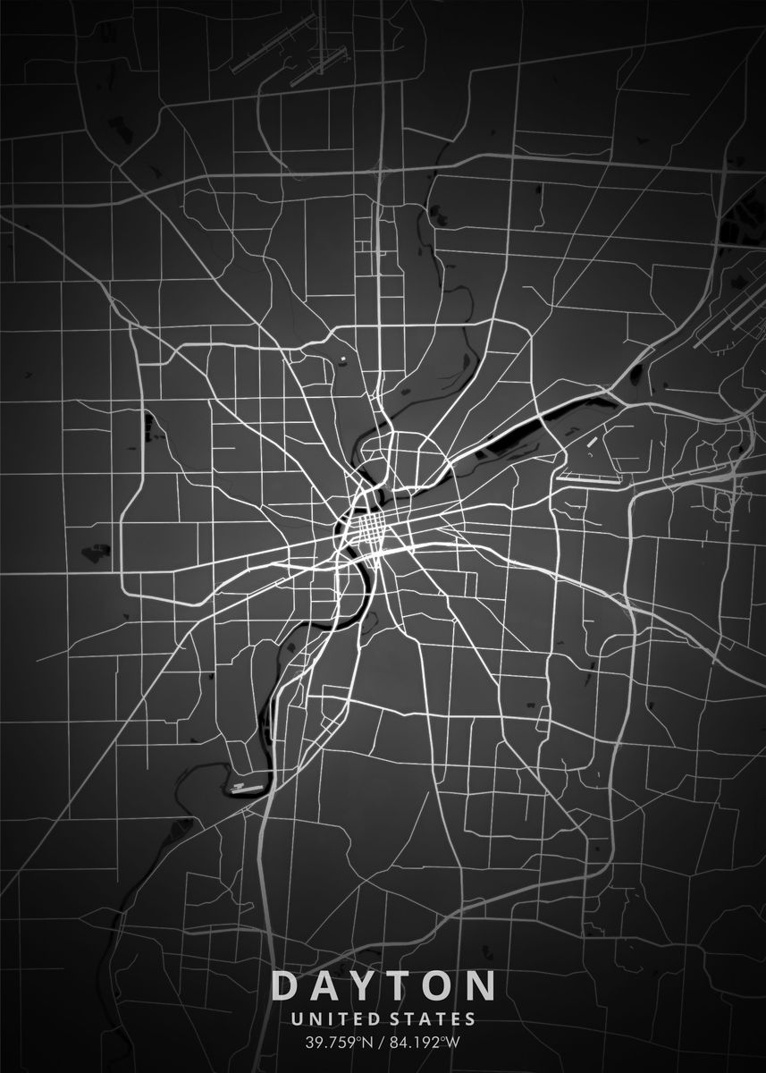 'Dayton Map Posters' Poster, picture, metal print, paint by Merah ...