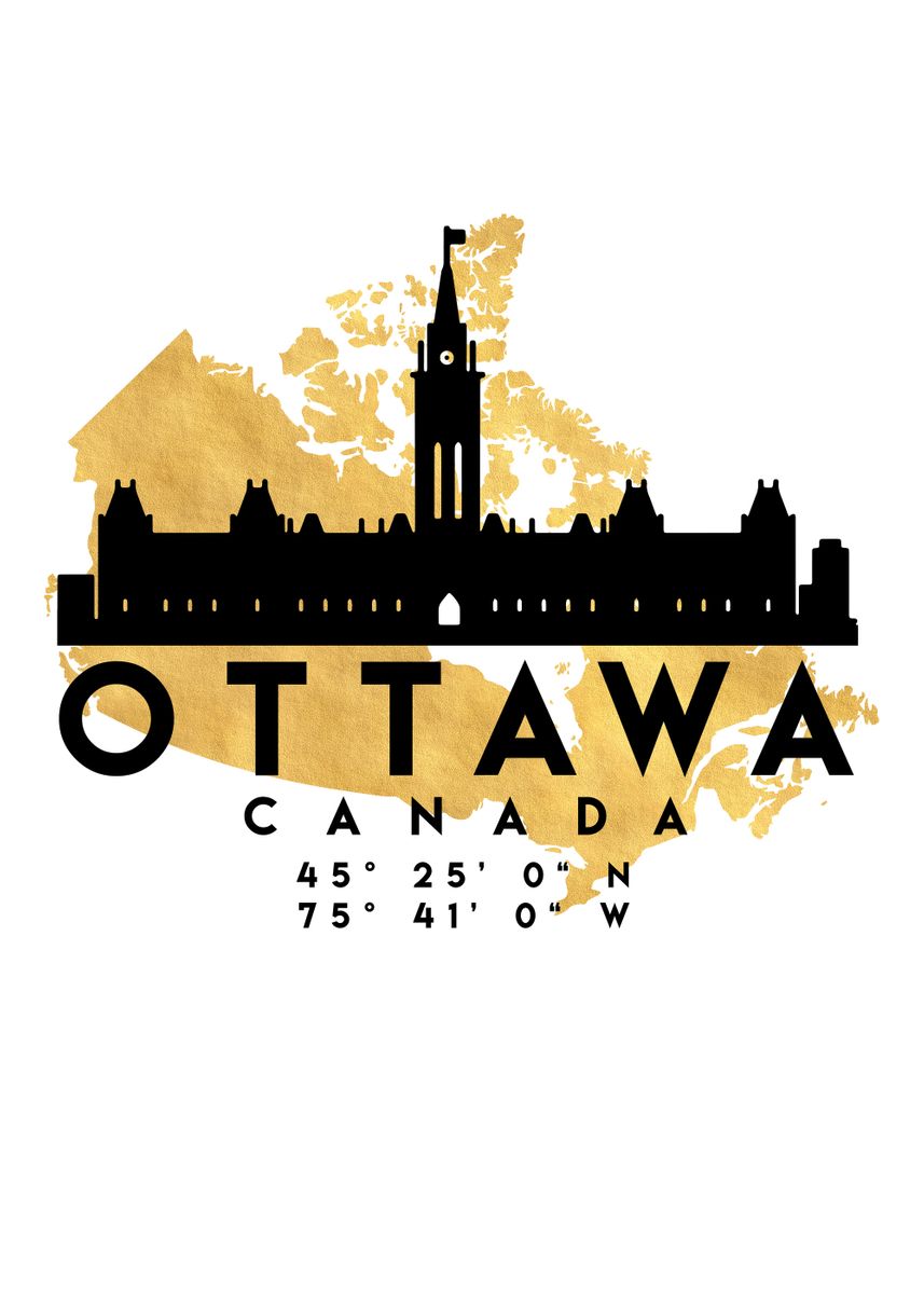 'Ottawa Map Skyline Canada' Poster, picture, metal print, paint by ...