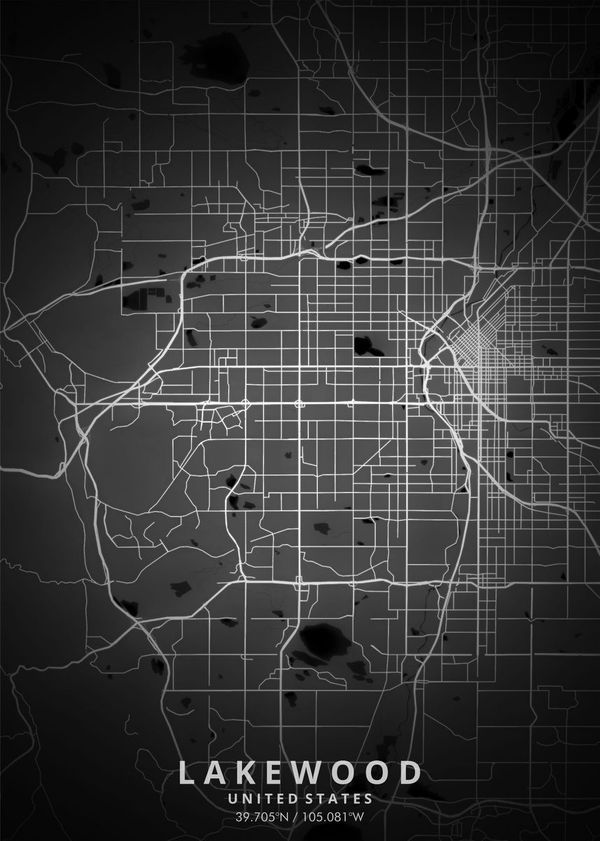 'Lakewood Map Posters' Poster, picture, metal print, paint by Merah ...