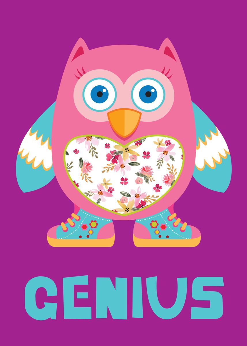 'GENIUS OWL' Poster, picture, metal print, paint by QUAS1MODO | Displate