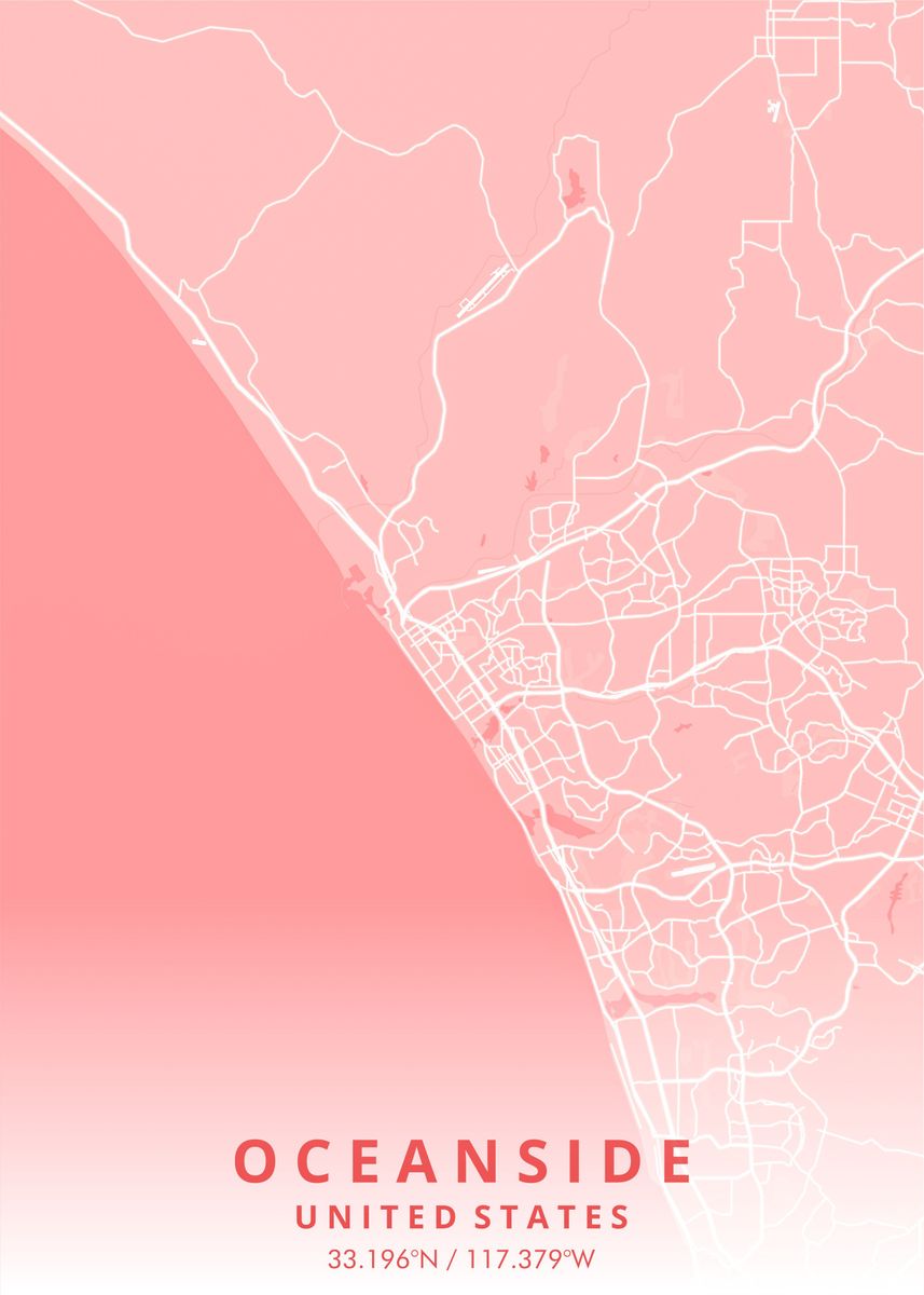 'Oceanside California' Poster, picture, metal print, paint by Merah ...