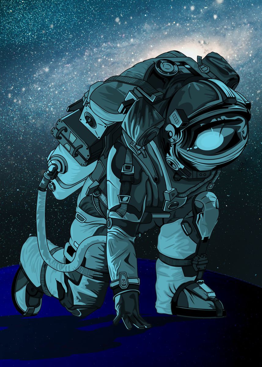 'Space Super Hero Landing' Poster, picture, metal print, paint by ...