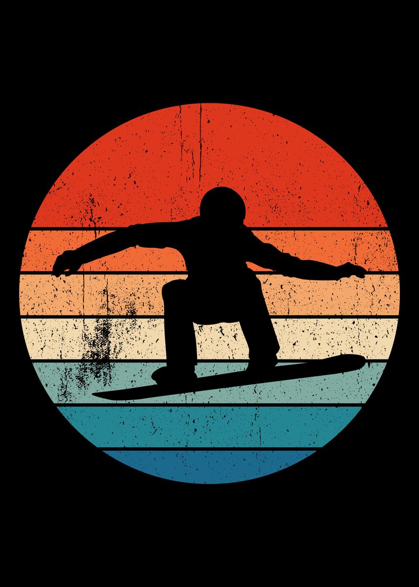 'SNOWBOARD VINTAGE POSTER' Poster, picture, metal print, paint by ...