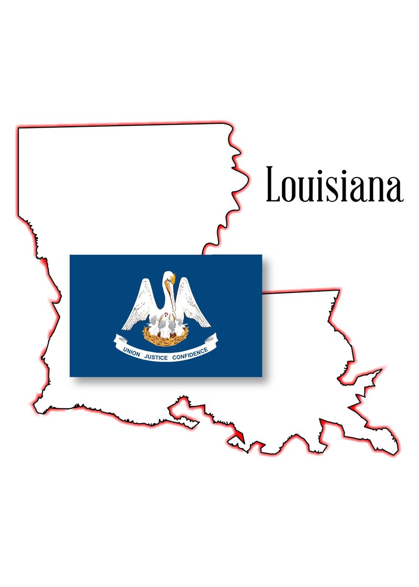 'Louisiana State Map Flag' Poster, picture, metal print, paint by ...