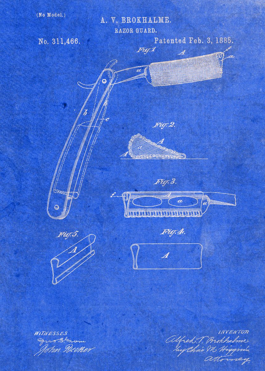 'Razor Guard Barber Patent ' Poster, picture, metal print, paint by ...