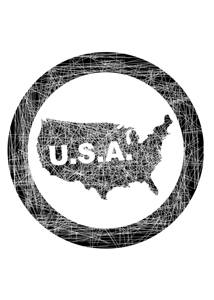 'USA Map Stamp' Poster, picture, metal print, paint by HomeStead ...