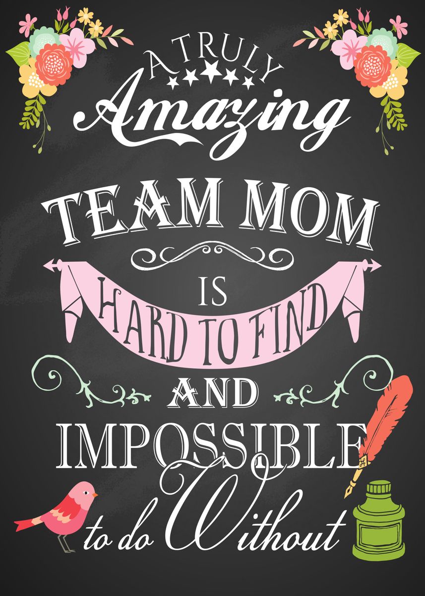 'Floral team mom gift' Poster, picture, metal print, paint by ...