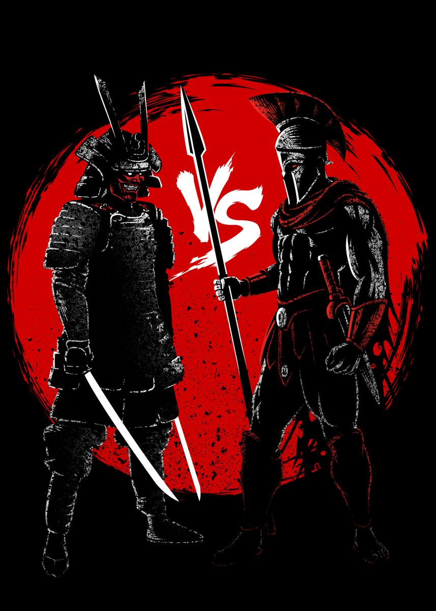 'Gladiator vs Samurai' Poster, picture, metal print, paint by Alberto ...