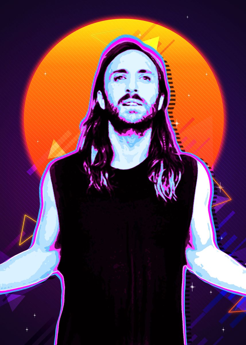'David Guetta 80s retro' Poster, picture, metal print, paint by Meyers ...