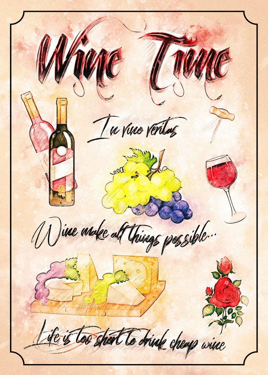 'Wine Time' Poster by Printed Artings | Displate