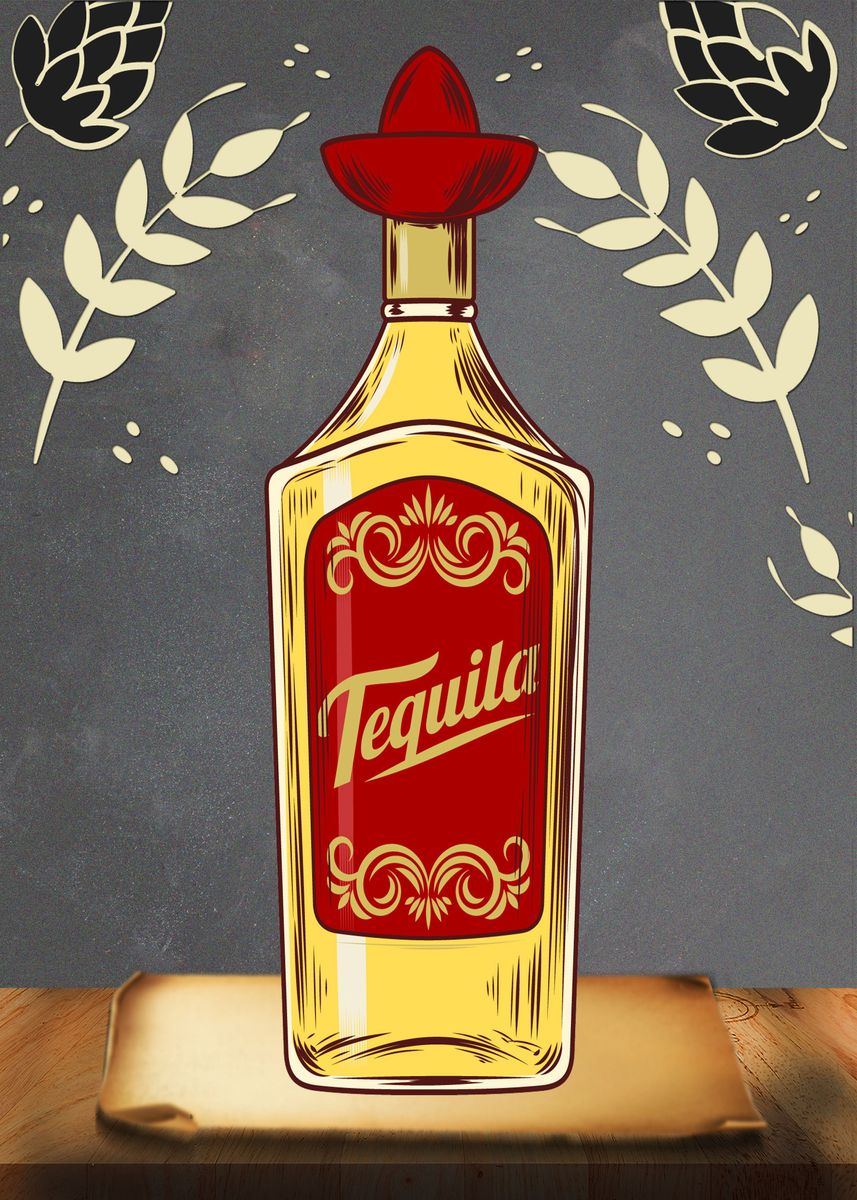 'Tequila' Poster, picture, metal print, paint by The Poster | Displate
