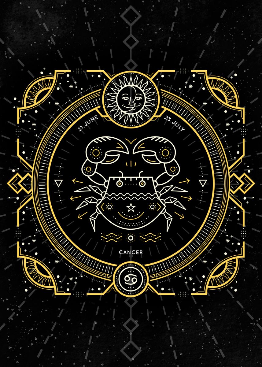 'Zodiac vintage Cancer' Poster, picture, metal print, paint by Moon ...