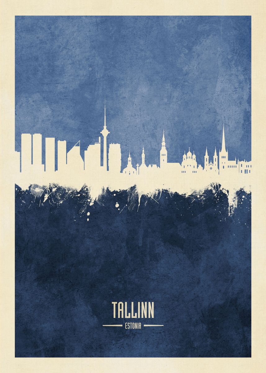 'Tallinn Skyline Estonia' Poster, picture, metal print, paint by ...