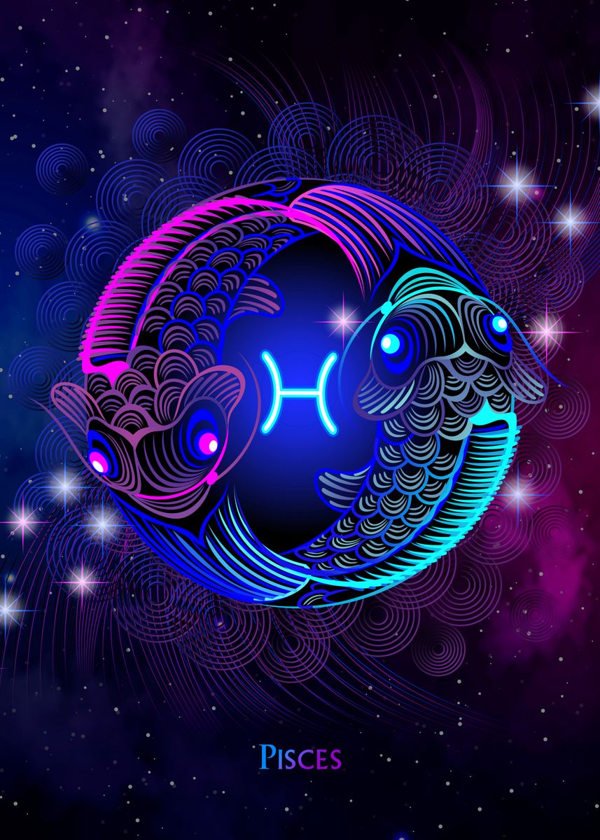 'Zodiac Pisces' Poster, picture, metal print, paint by Moon Calendar ...