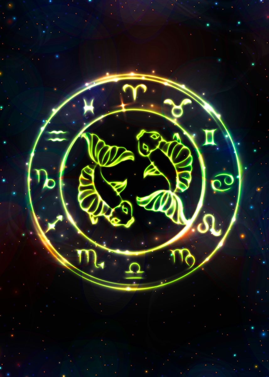 'Zodiac glowing Pisces' Poster, picture, metal print, paint by Moon ...