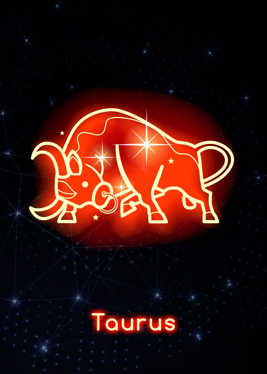 'Zodiac red Taurus' Poster, picture, metal print, paint by Moon ...
