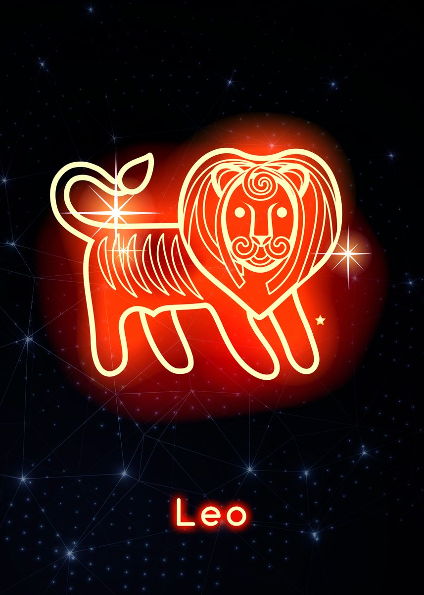 'Zodiac red Leo' Poster, picture, metal print, paint by Moon Calendar ...